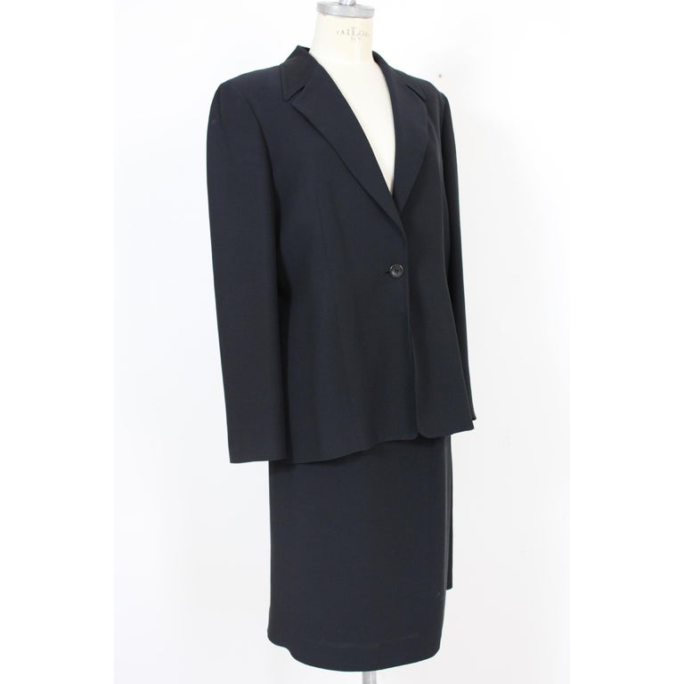 Gianfranco Ferre Dark Blue Cotton Ceremony Suit Skirt and Jacket 80s ...