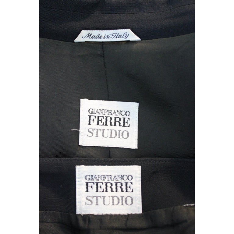 Gianfranco Ferre Dark Blue Cotton Ceremony Suit Skirt and Jacket 80s ...