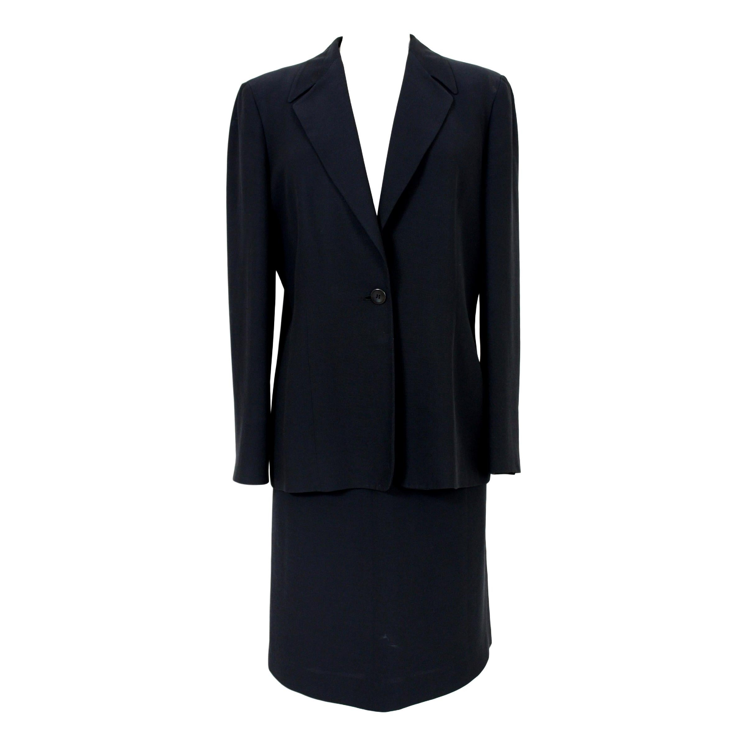 Gianfranco Ferré Vintage Grey Ribbed Wool Knit and Wide Leg Leather ...