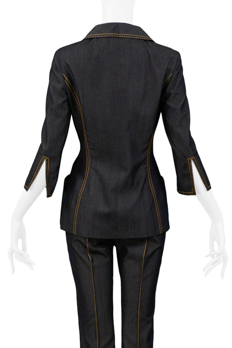 Gianfranco Ferre Denim Inspired Wool Suit With Yellow Stitching 1999 ...