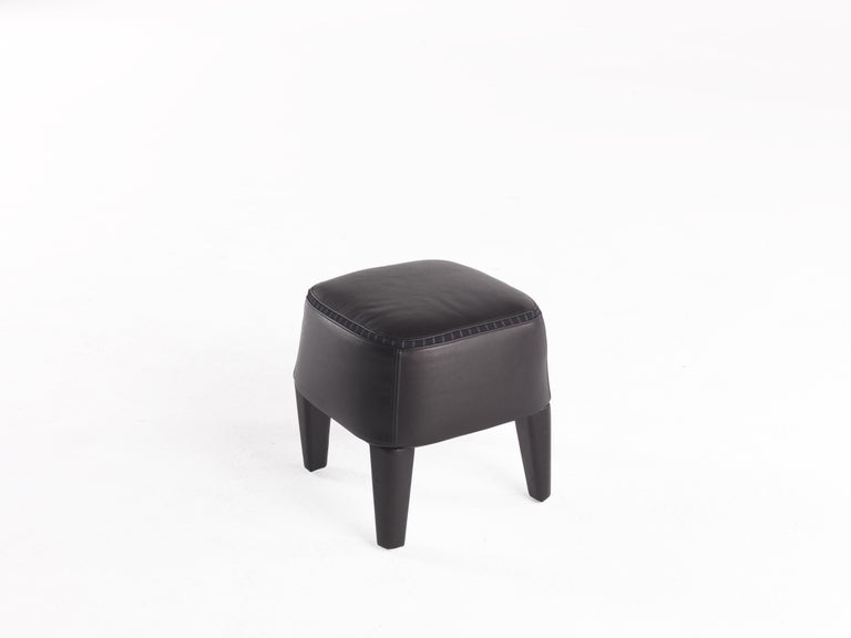 21st Century Mini Pouf in Black Leather by Gianfranco Ferré Home For ...
