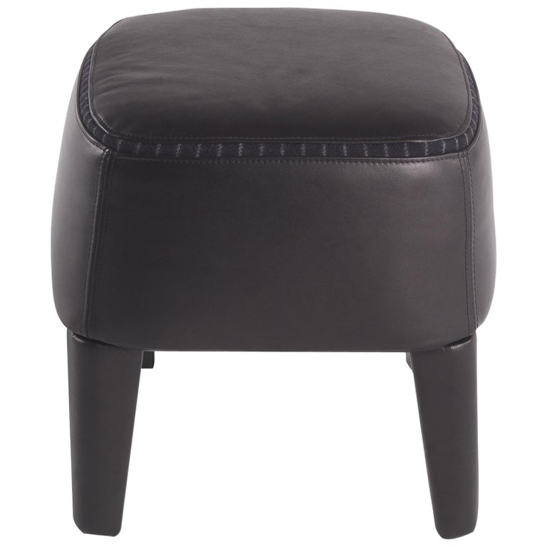 21st Century Mini Pouf in Black Leather by Gianfranco Ferré Home For ...