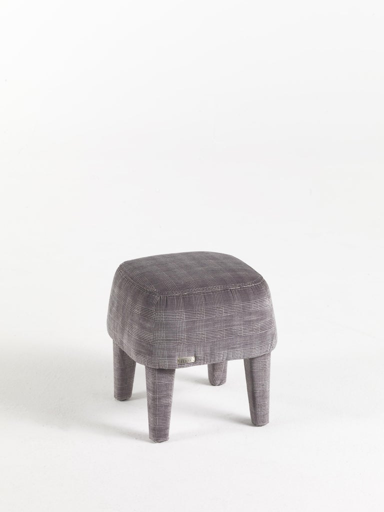 21st Century Mini Pouf in Iconic Cotton Galles Grey by Gianfranco Ferré ...