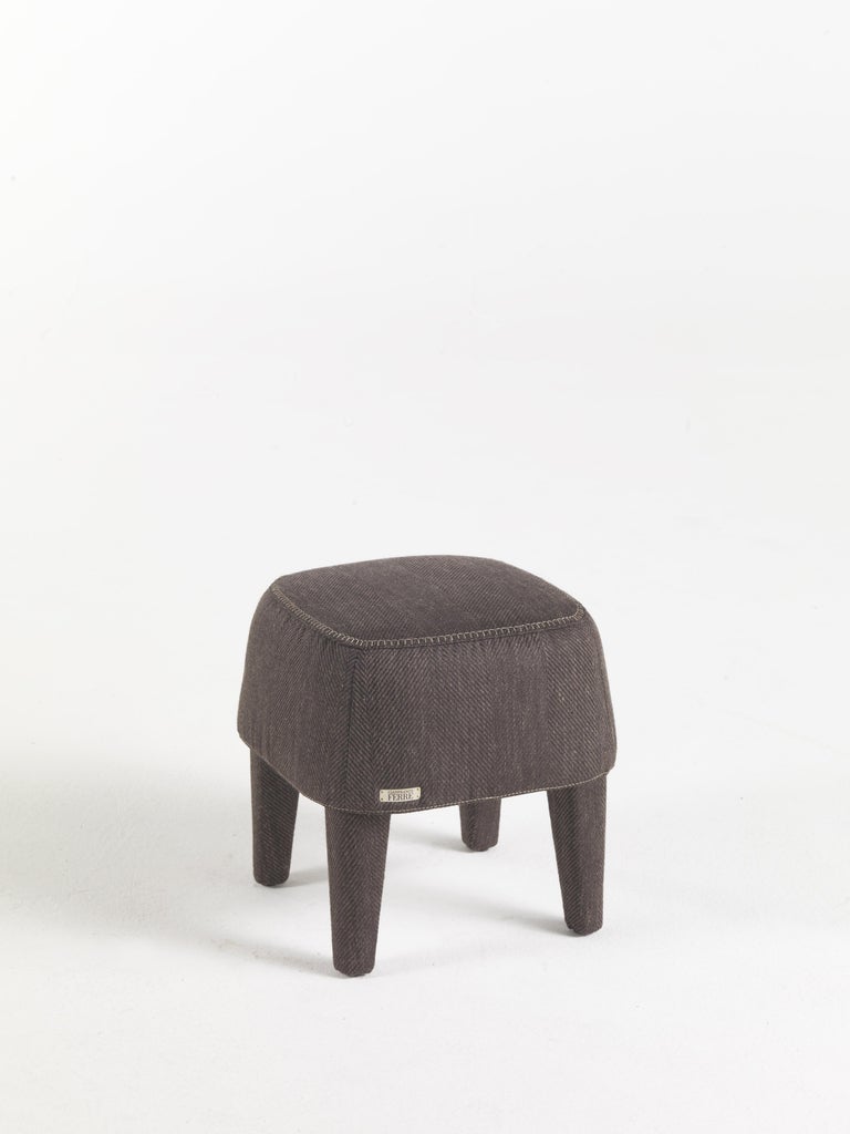 21st Century Mini Pouf in Woven Chevron Brown Fabric by Gianfranco ...