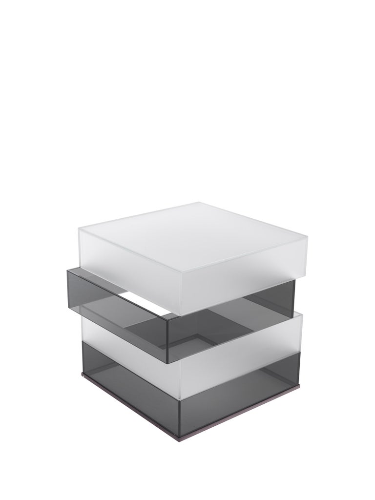 21st Century Jenga Side Table in Smoky Glass by Gianfranco Ferré Home ...