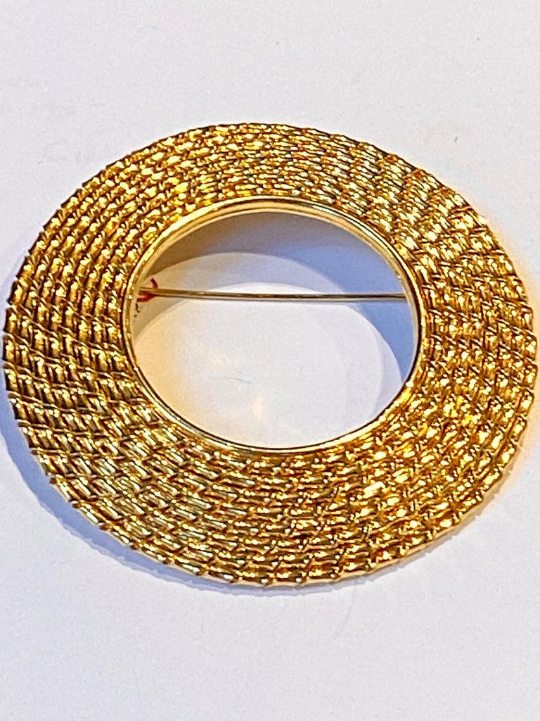 Gianfranco Ferre Large 3" Gold Circle Brooch at 1stDibs