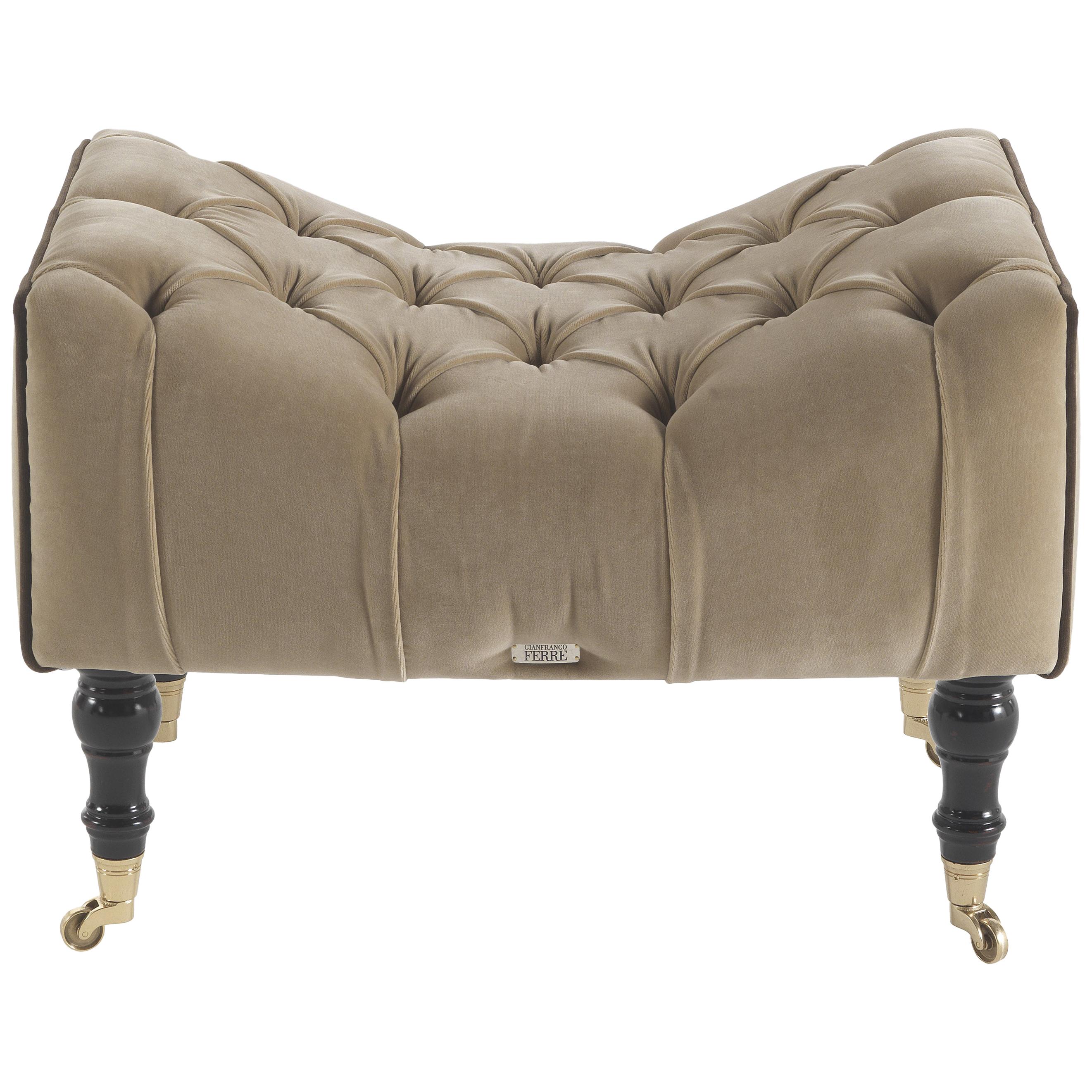 Modernist Cylindrical Foot Rest in Metallic Bronze Upholstery and ...