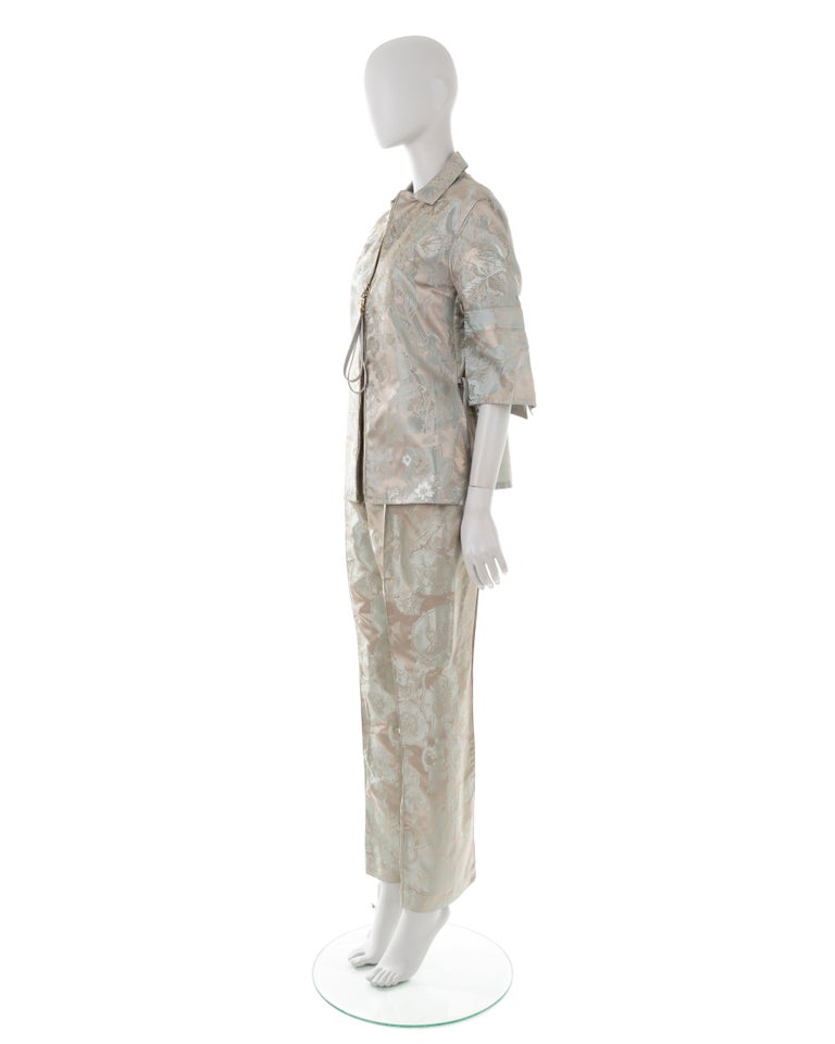 Gianfranco Ferrè S/S 2000 silver jacquard embroidered suit For Sale at ...