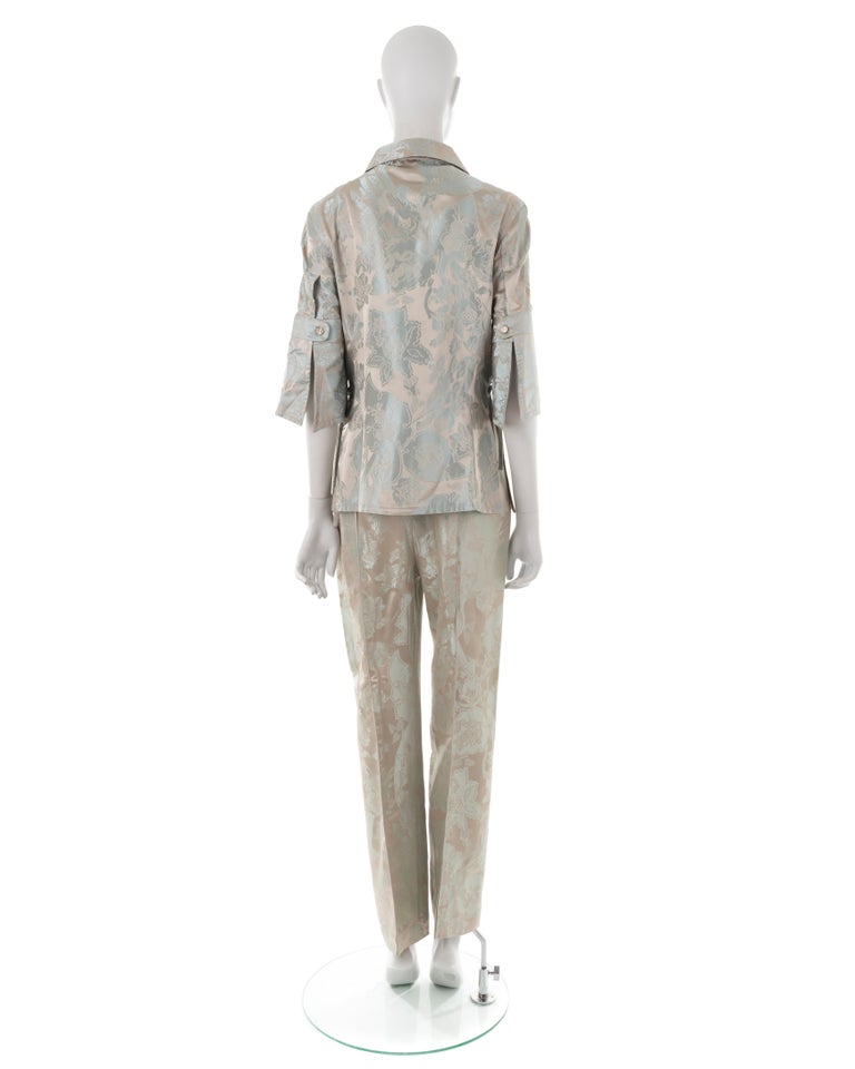 Gianfranco Ferrè S/S 2000 silver jacquard embroidered suit For Sale at ...