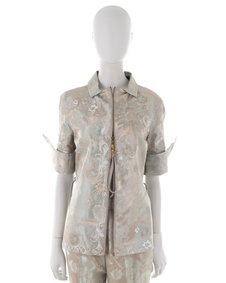 Gianfranco Ferrè S/S 2000 silver jacquard embroidered suit For Sale at ...
