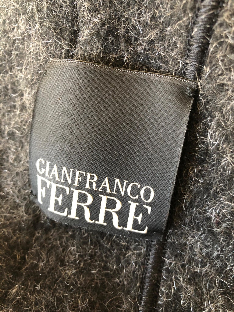 Gianfranco Ferre Vintage Black Ruffle Front Jacket with Faux Alligator ...