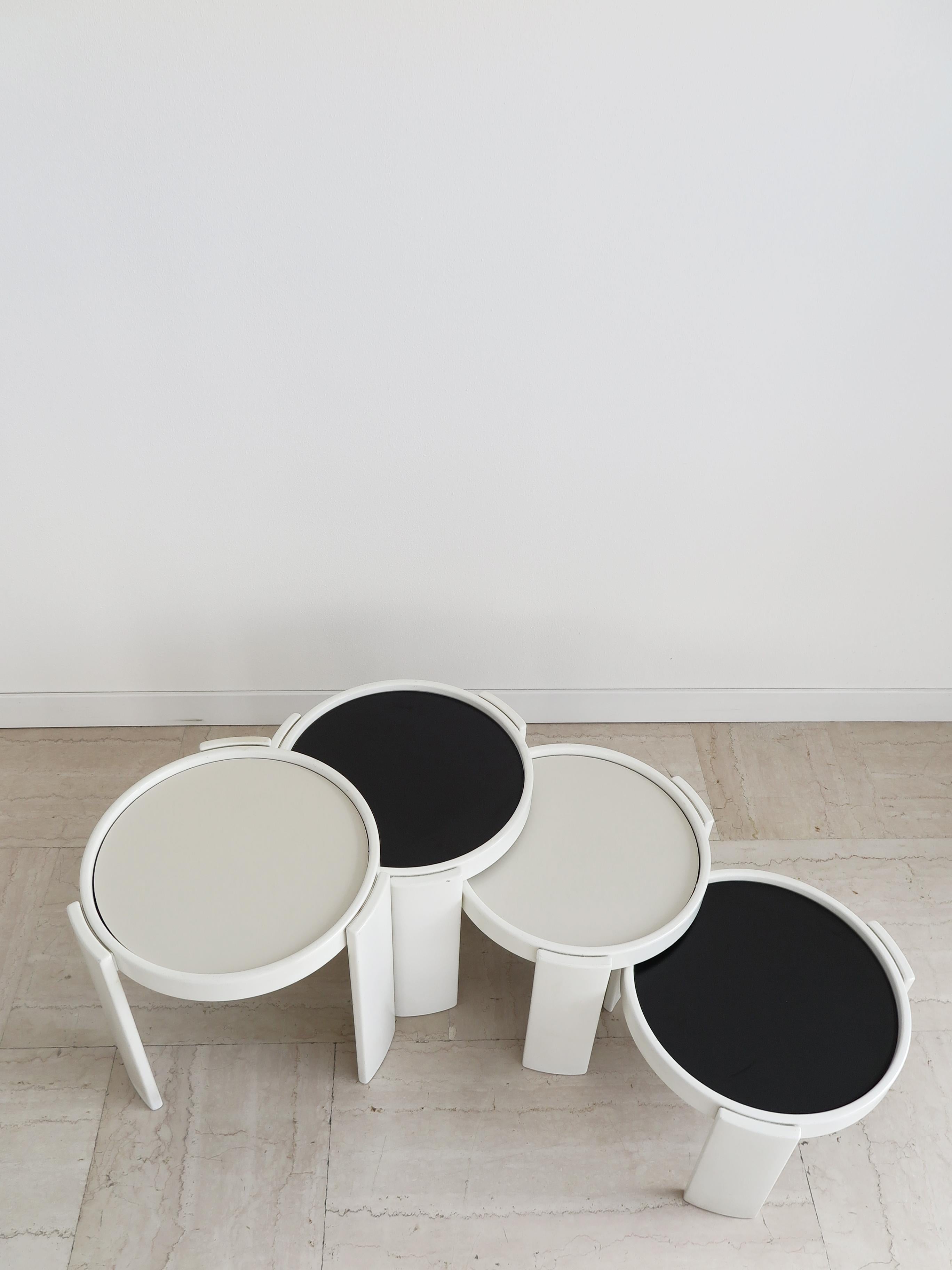 Gianfranco Frattini Cassina Italian Midcentury Black and White Coffee ...