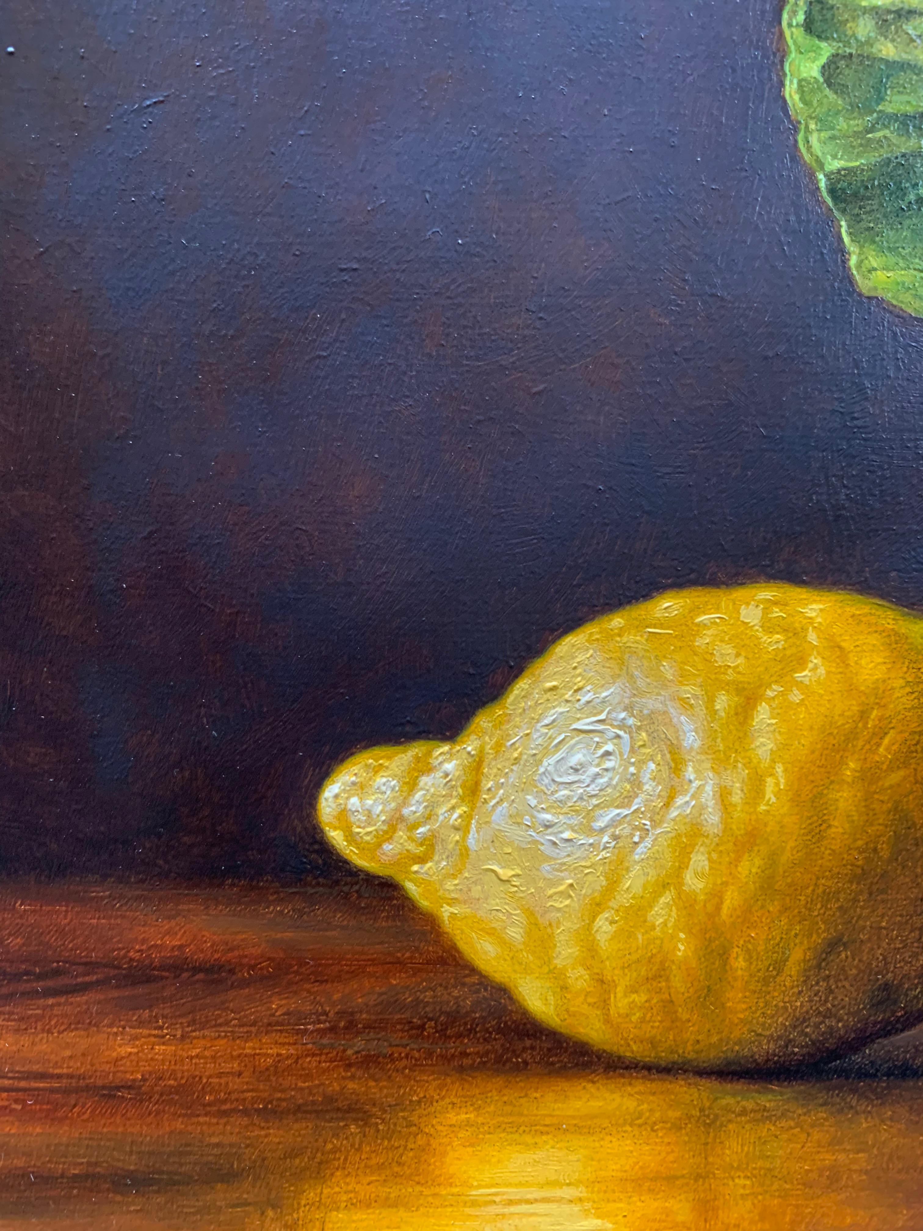 Gianluca Corona - Mediterranean still life of fruit in yellow and black ...