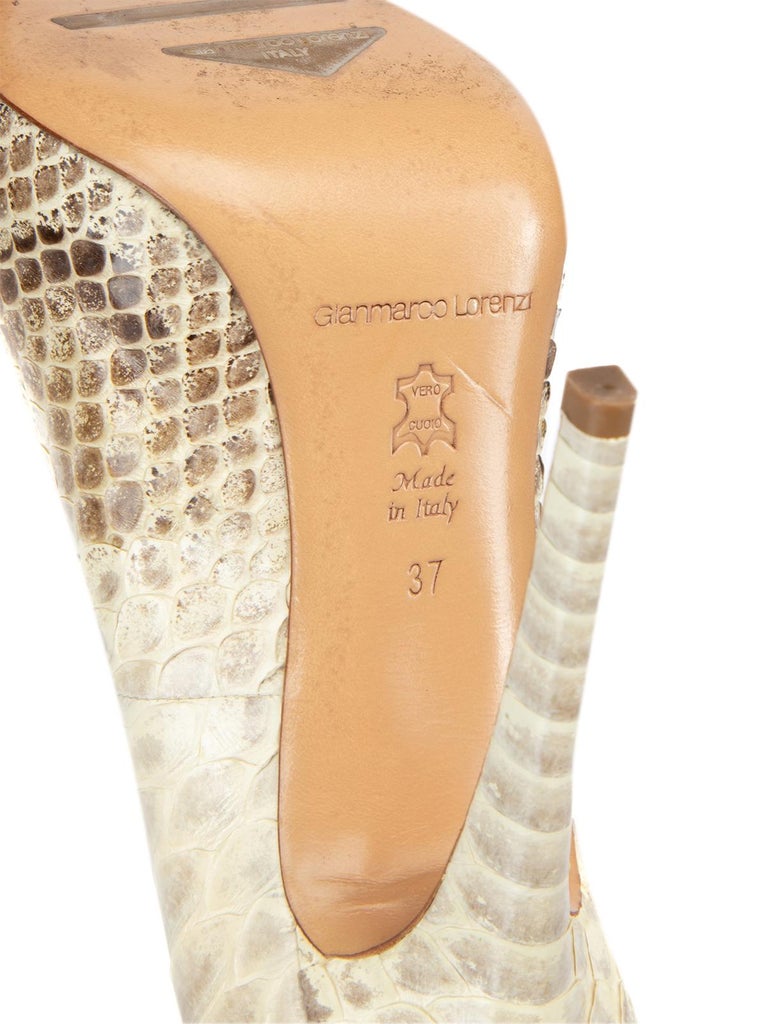Gianmarco Lorenzi Women's Beige Snakeskin Pattern Heels For Sale at 1stDibs