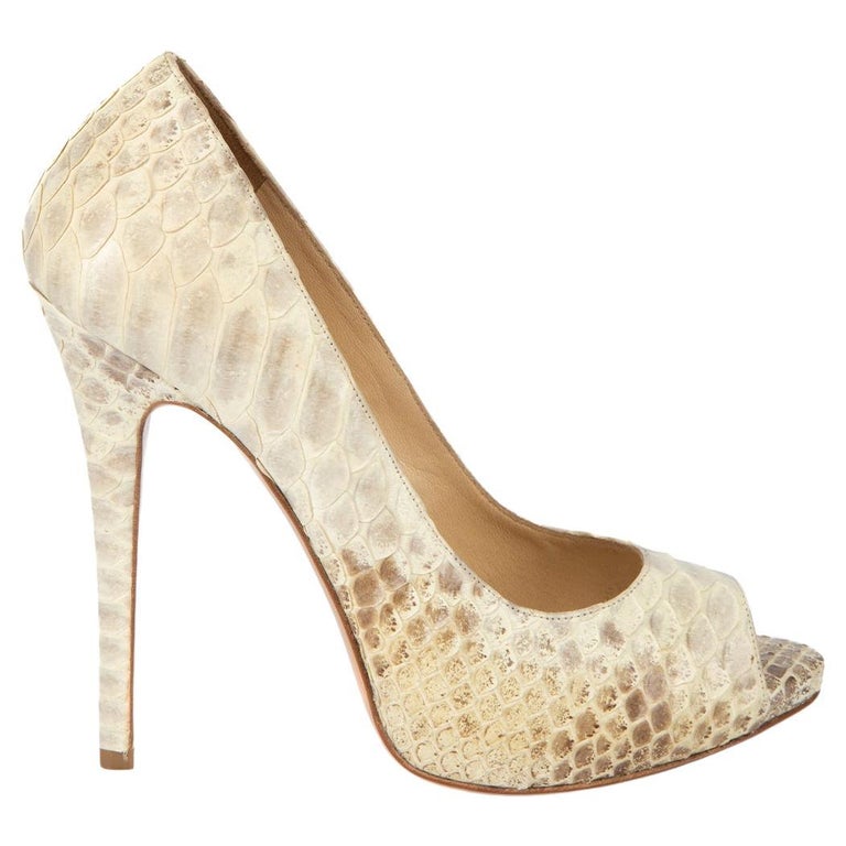 Gianmarco Lorenzi Women's Beige Snakeskin Pattern Heels For Sale at 1stDibs