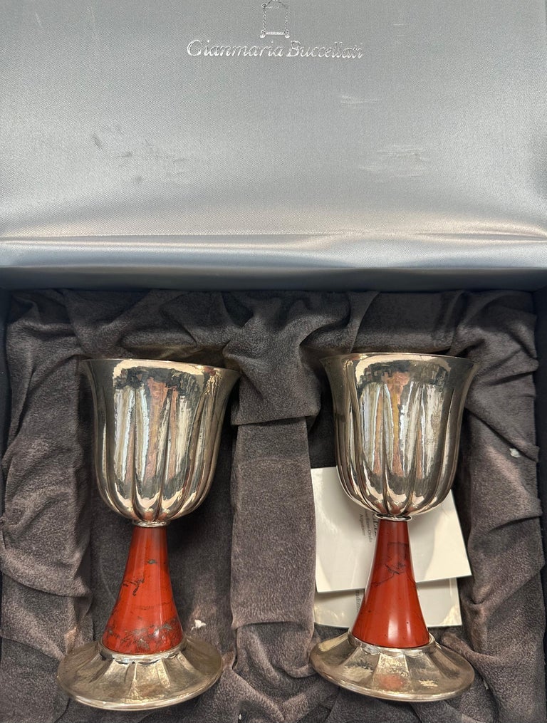 Gianmaria Buccellati Jasper Sterling Silver Chalices For Sale at 1stDibs