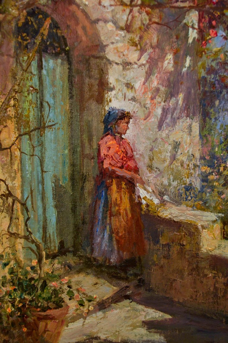 Gianni Di Guida - "Young Girl on Italian Coast" Original Oil on Board 9 ...