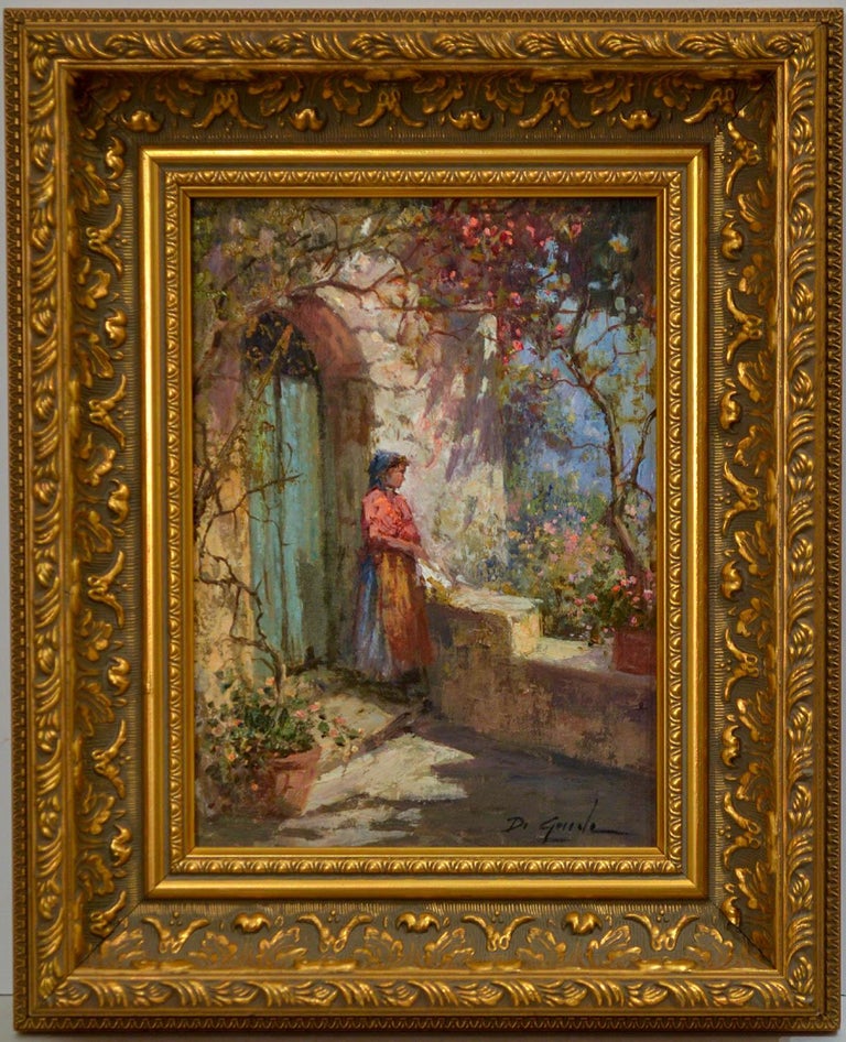 Gianni Di Guida - "Young Girl on Italian Coast" Original Oil on Board 9 ...