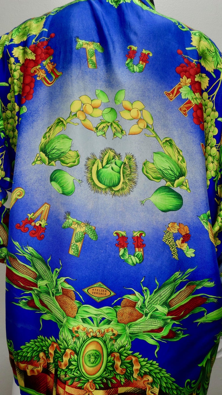 Gianni Versace 1990s "Autumn Nature" Silk Shirt For Sale at 1stDibs