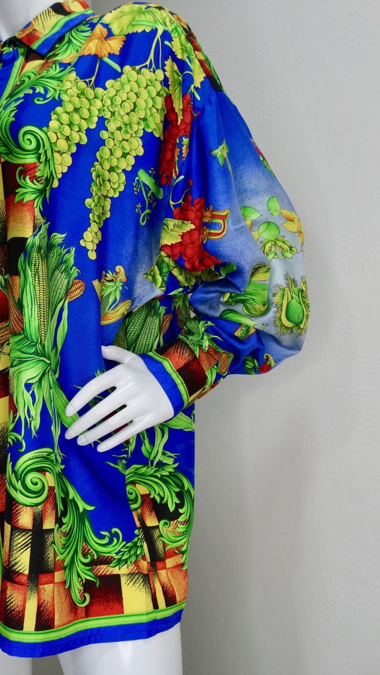 Gianni Versace 1990s "Autumn Nature" Silk Shirt For Sale at 1stDibs