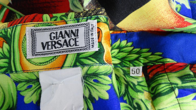 Gianni Versace 1990s "Autumn Nature" Silk Shirt For Sale at 1stDibs