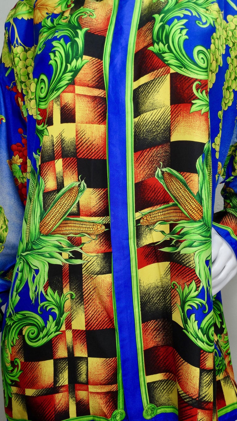 Gianni Versace 1990s "Autumn Nature" Silk Shirt For Sale at 1stDibs
