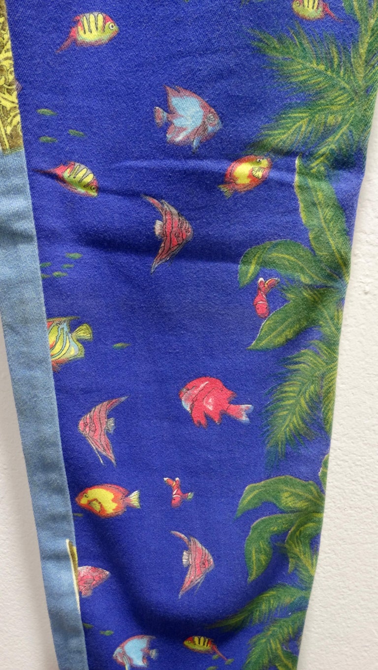 Gianni Versace Ocean Print Jeans For Sale at 1stDibs