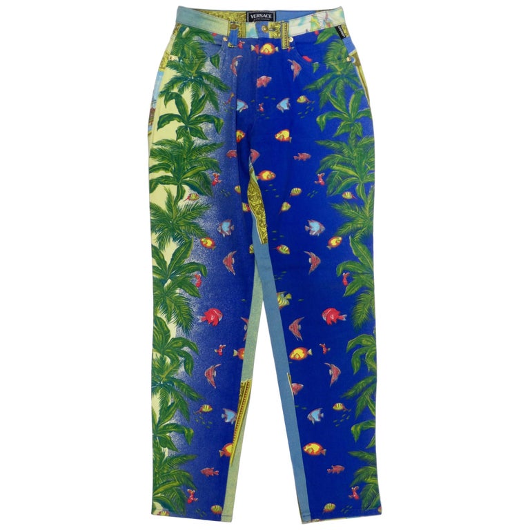 Gianni Versace Ocean Print Jeans For Sale at 1stDibs