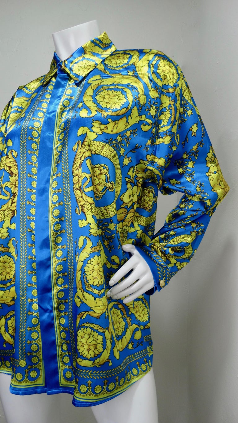 Gianni Versace 1990s Baroque Motif Silk Shirt For Sale at 1stDibs