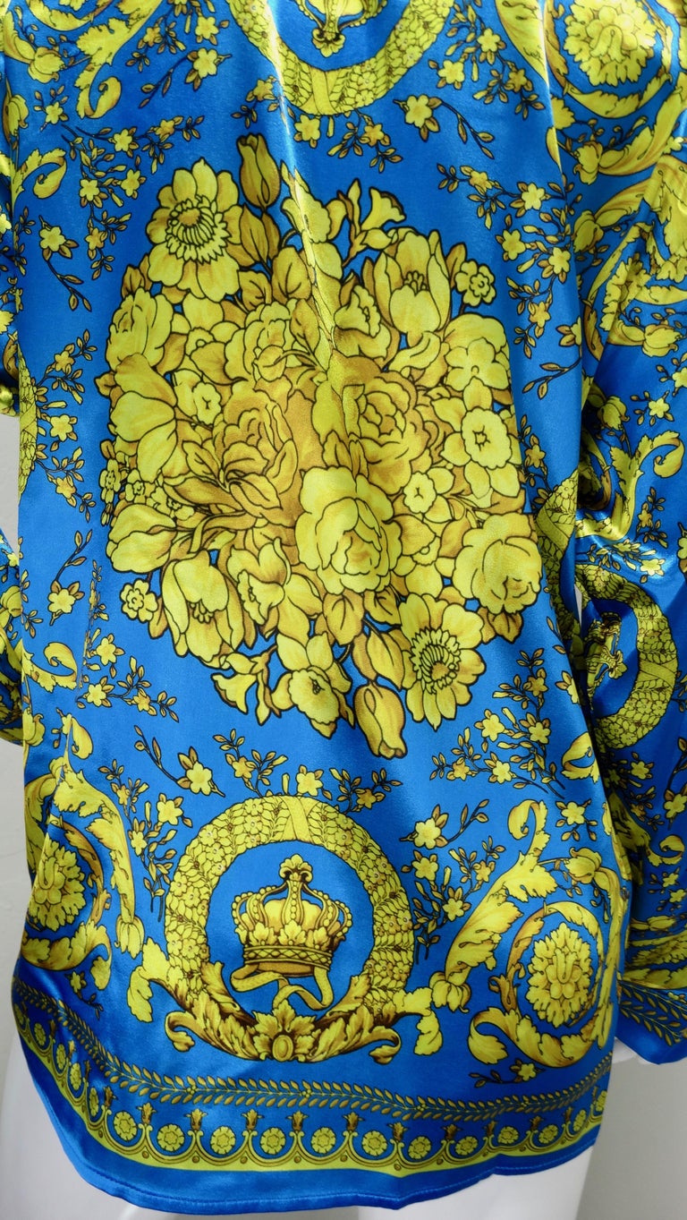 Gianni Versace 1990s Baroque Motif Silk Shirt For Sale at 1stDibs