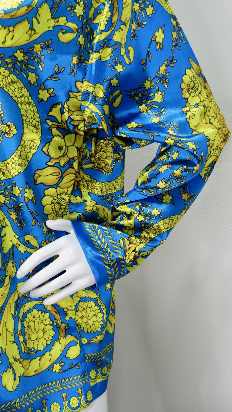 Gianni Versace 1990s Baroque Motif Silk Shirt For Sale at 1stDibs