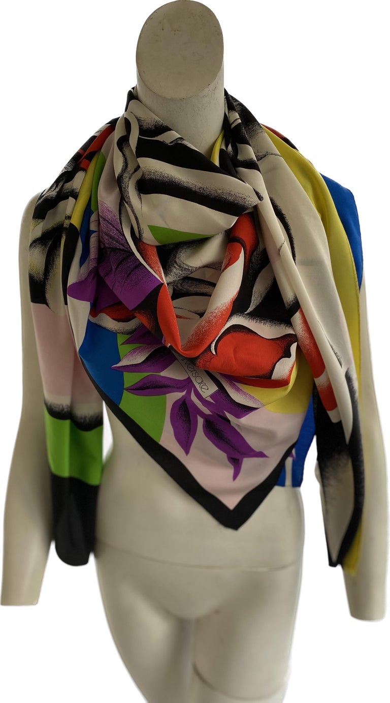 Gianni Versace 1990s Huge Floral Silk Pareo Scarf Wrap Shawl For Sale ...