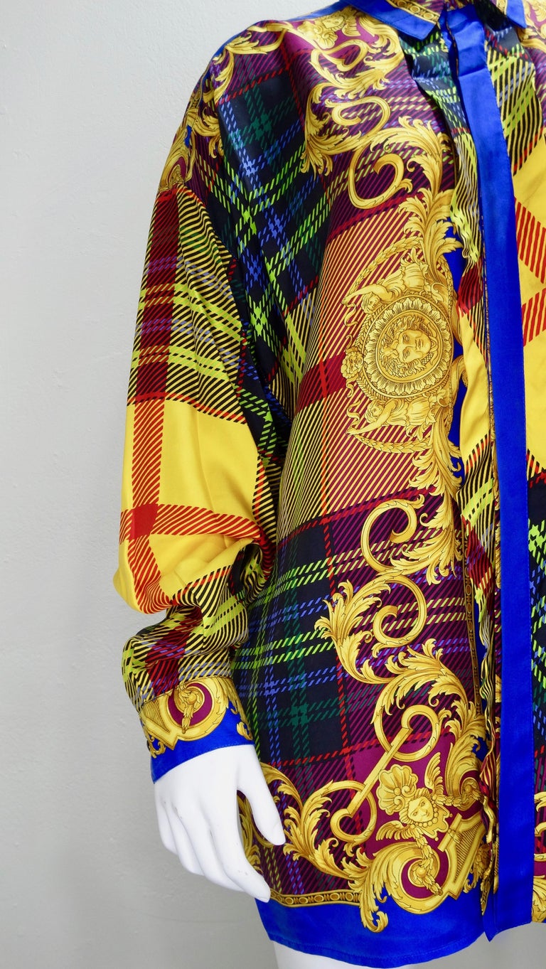 Gianni Versace 1990s Multi-Colored Plaid Silk Shirt For Sale at 1stDibs ...