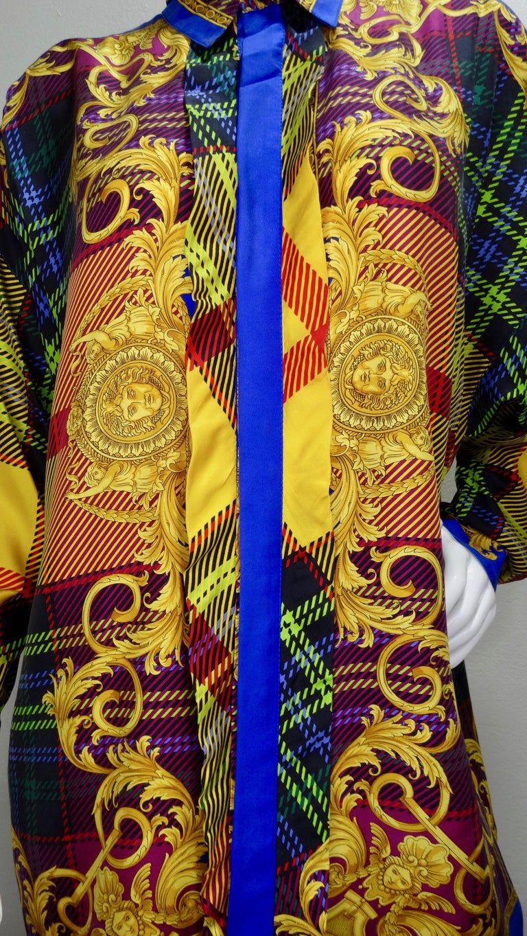 Gianni Versace 1990s Multi-Colored Plaid Silk Shirt For Sale at 1stDibs ...