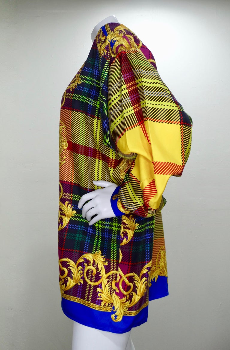 Gianni Versace 1990s Multi-Colored Plaid Silk Shirt For Sale at 1stDibs ...