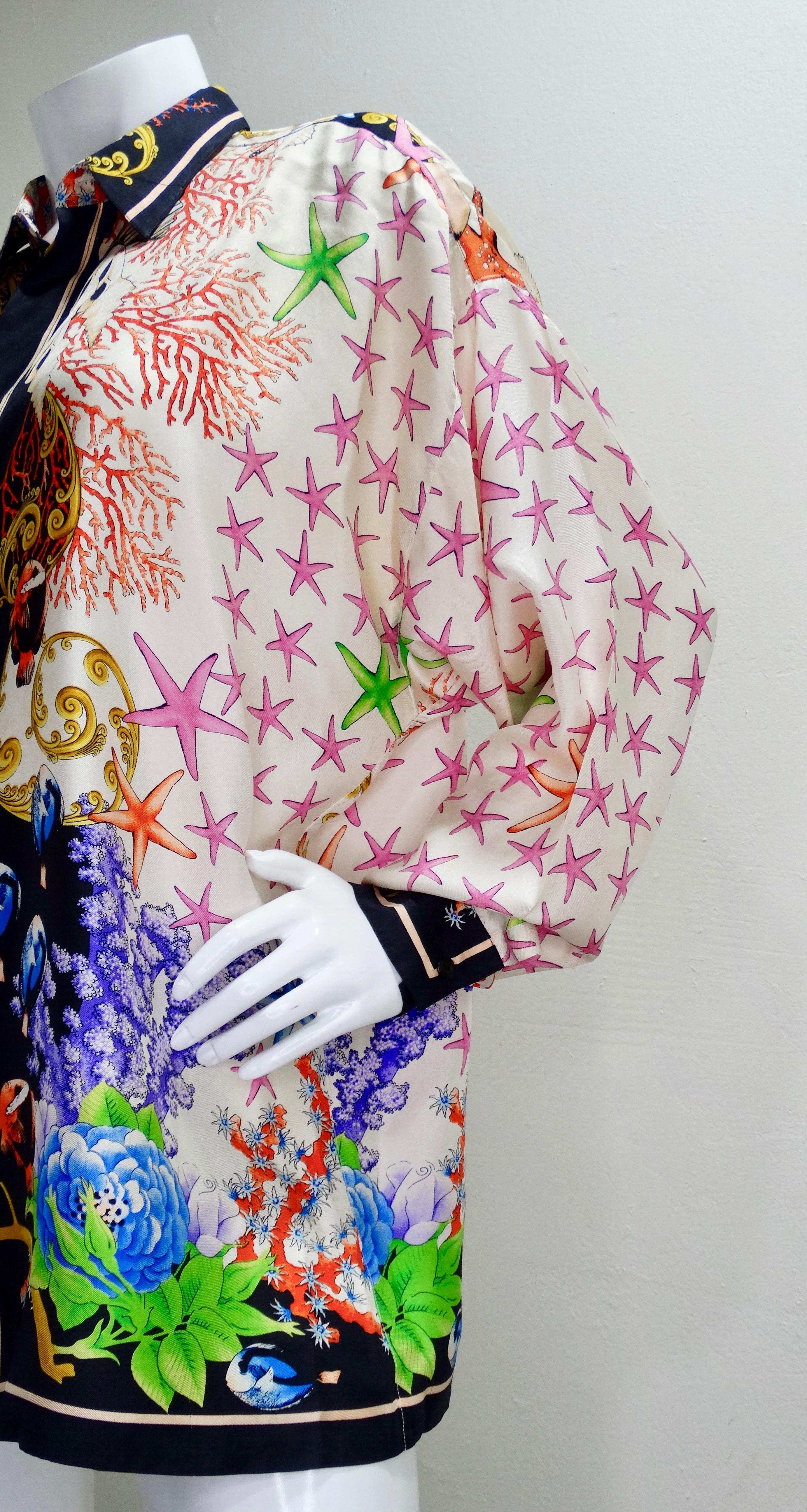 Gianni Versace 1990s Ocean Print Silk Shirt at 1stDibs | versace silk ...