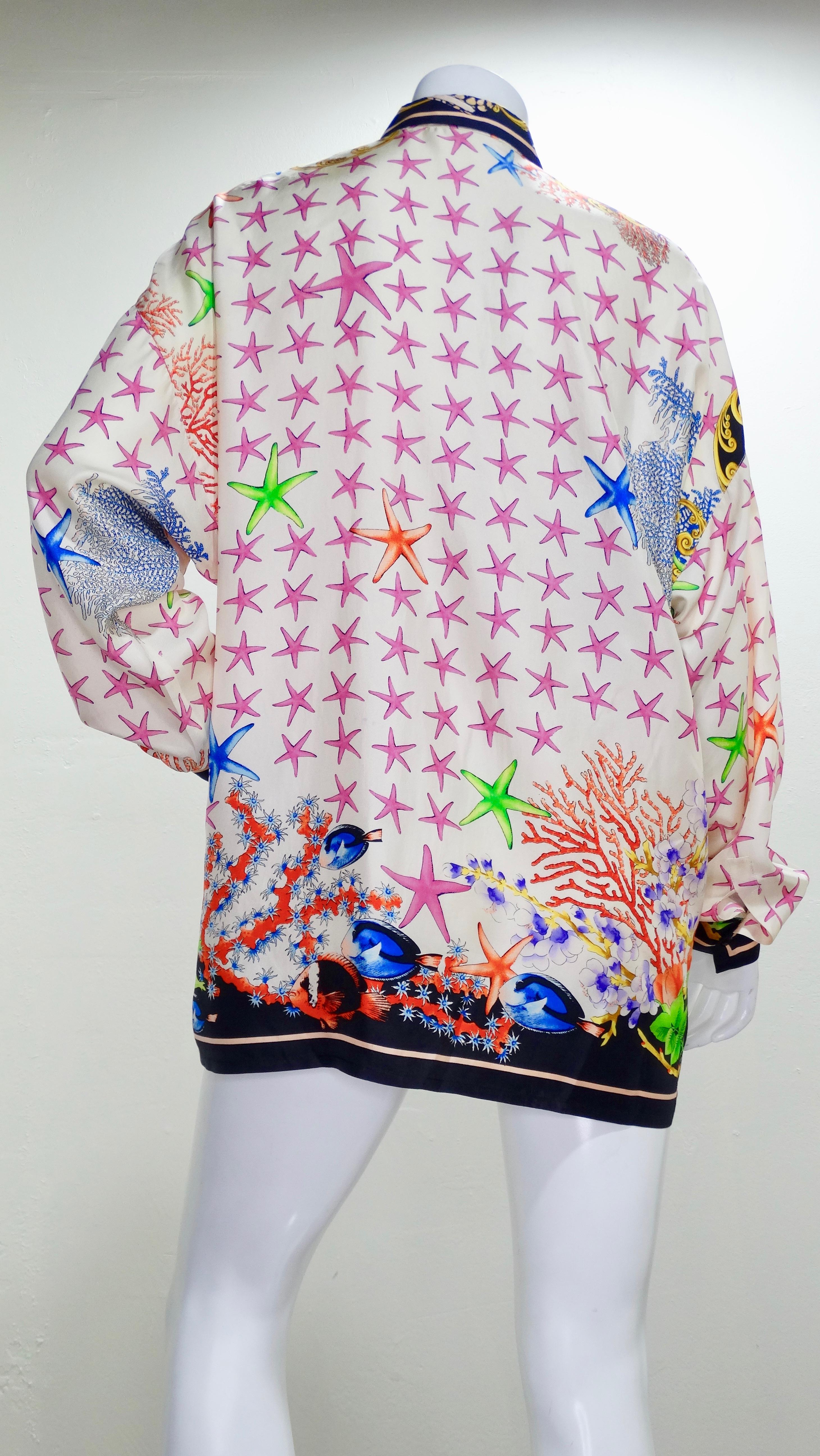 Gianni Versace 1990s Ocean Print Silk Shirt at 1stDibs | versace silk ...