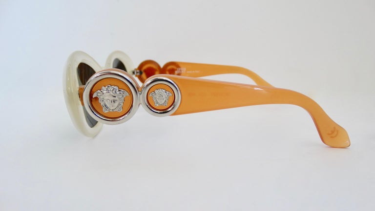 Gianni Versace 1990s Two-Tone Oval Sunglasses at 1stDibs