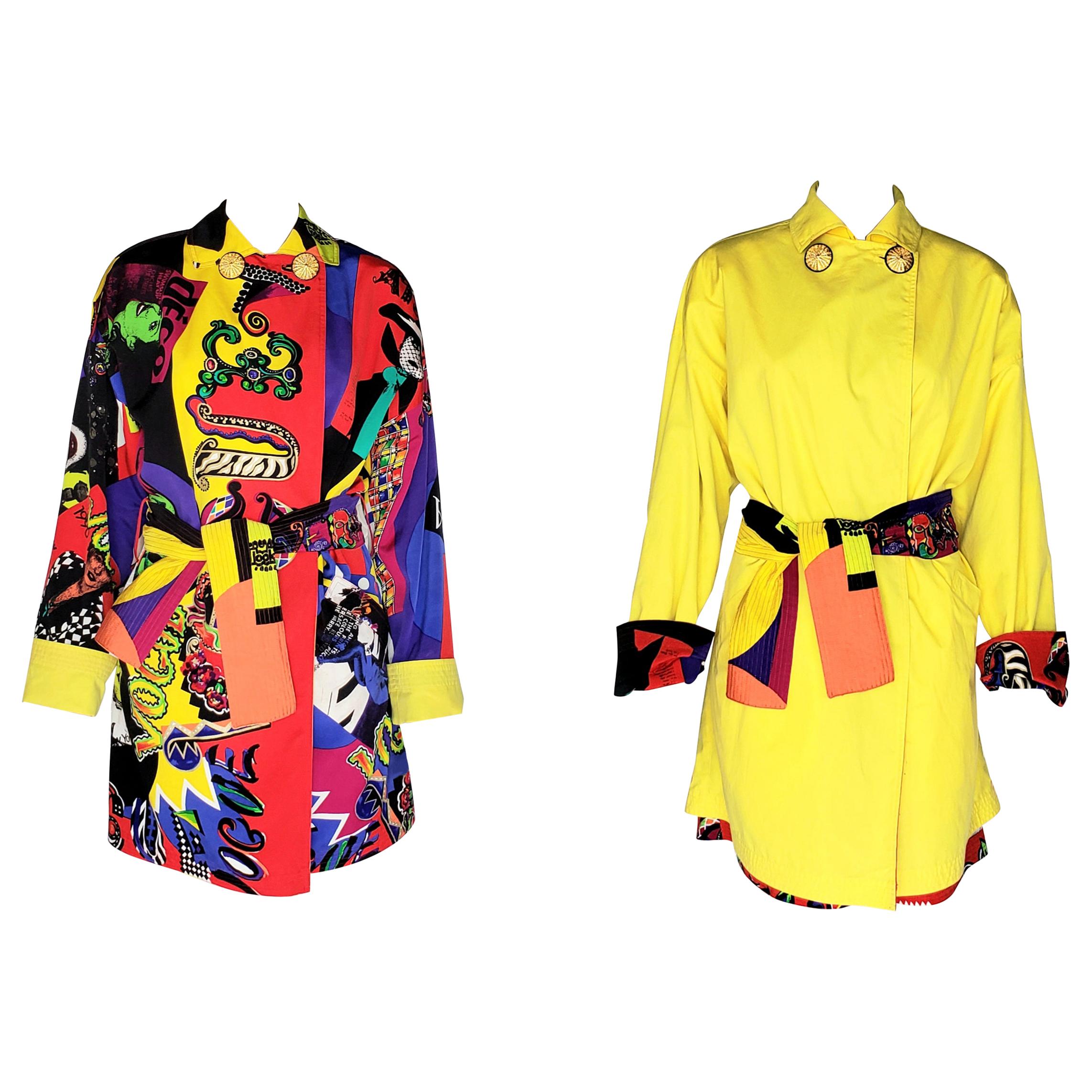 Gianni Versace for Jenny Wool Swing Coat Mink Trim Silk LIning, Circa ...