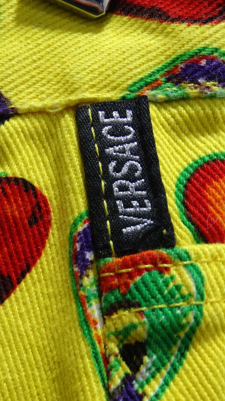 Gianni Versace 1997 Yellow Heart Print Jeans For Sale at 1stDibs