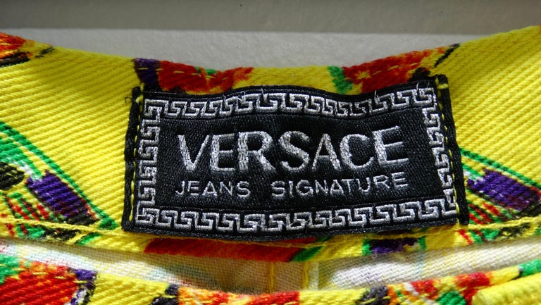 Gianni Versace 1997 Yellow Heart Print Jeans For Sale at 1stDibs