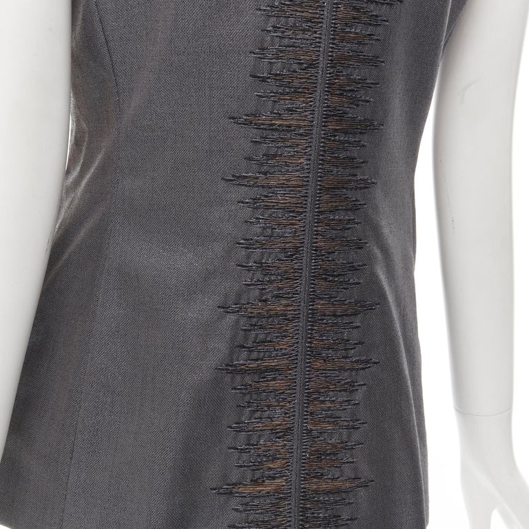 GIANNI VERSACE 1998 Vintage metallic silver lurex embroidered back vest ...
