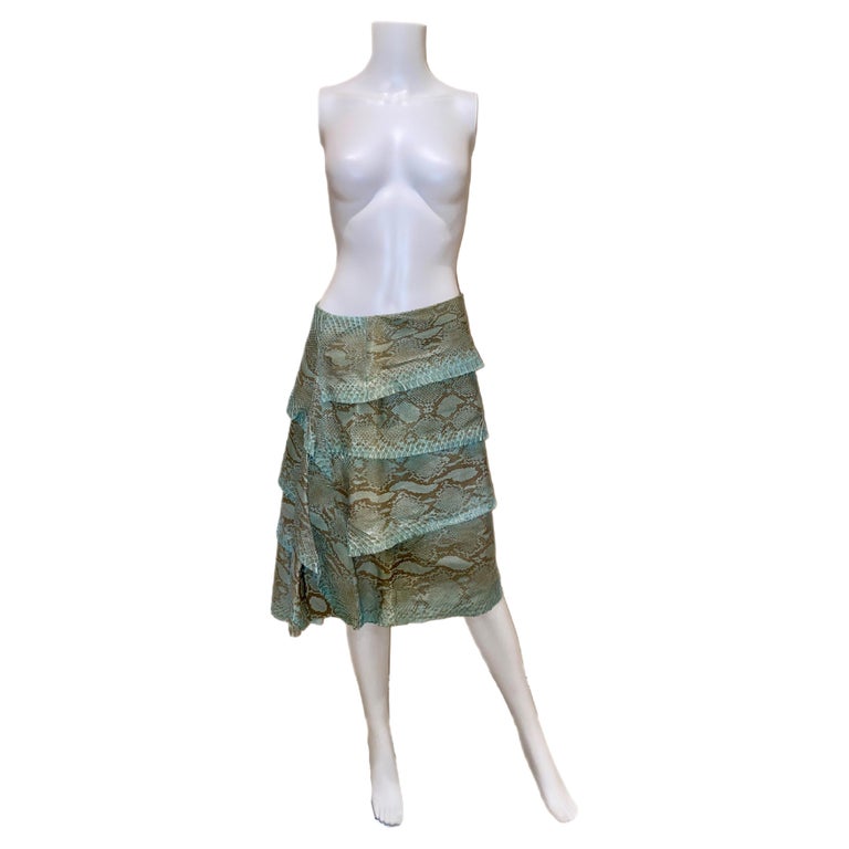 GIANNI VERSACE 1999 vintage runway 100% python ruffle skirt For Sale at ...