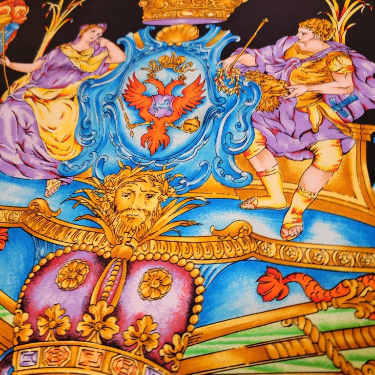 Gianni Versace Atelier Silk Scarf Greek Mythology Gods Baroque Early ...