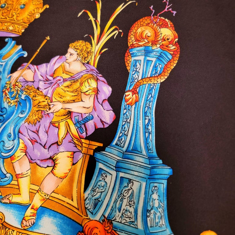 Gianni Versace Atelier Silk Scarf Greek Mythology Gods Baroque Early ...