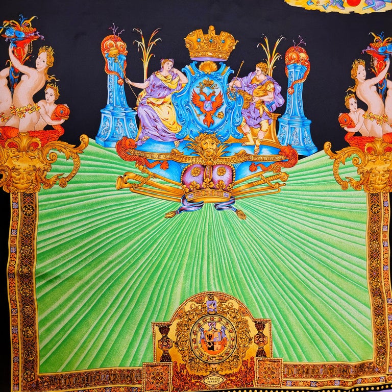 Gianni Versace Atelier Silk Scarf Greek Mythology Gods Baroque Early ...