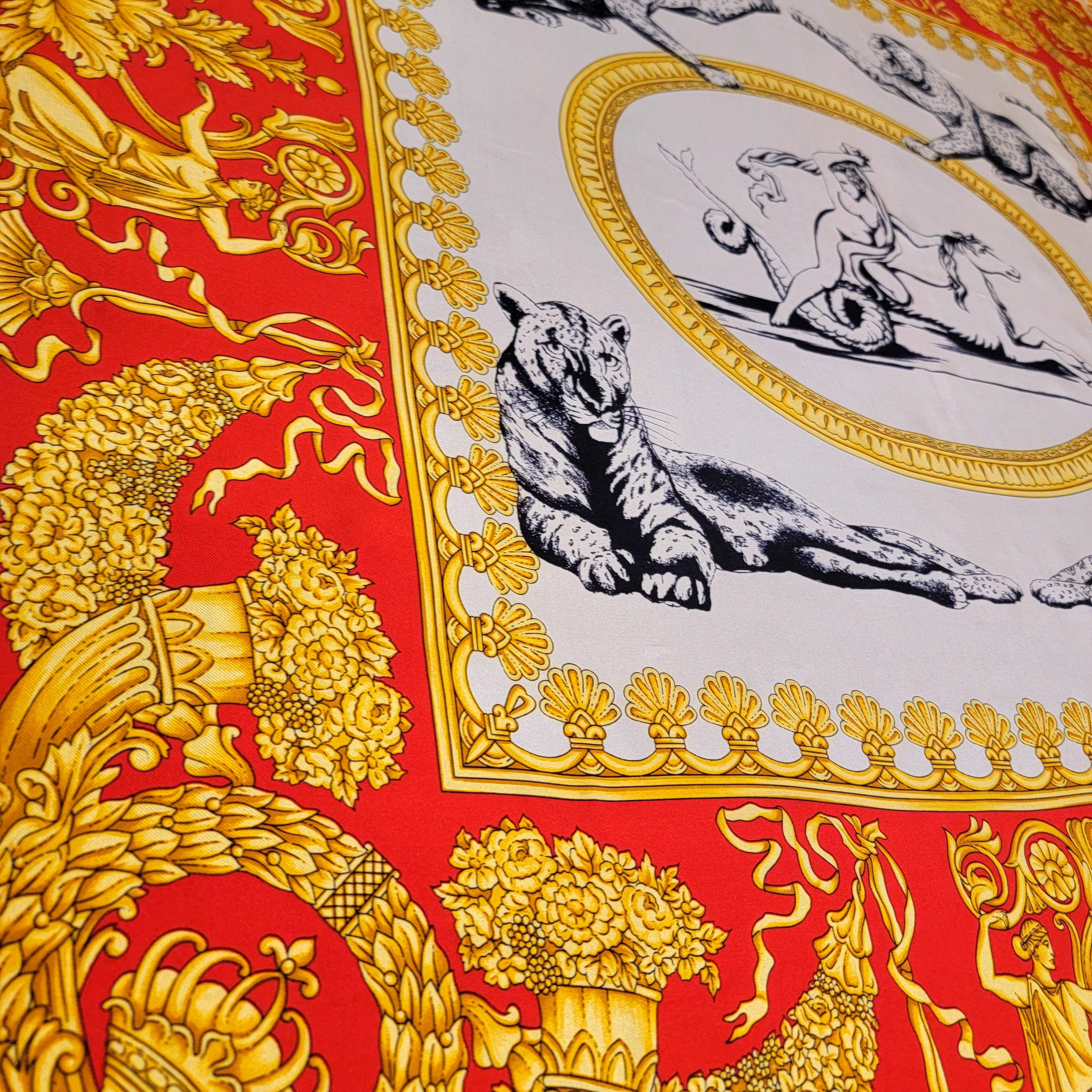 Gianni Versace Atelier Silk Scarf Roman Greek Goddess Tiger Baroque ...