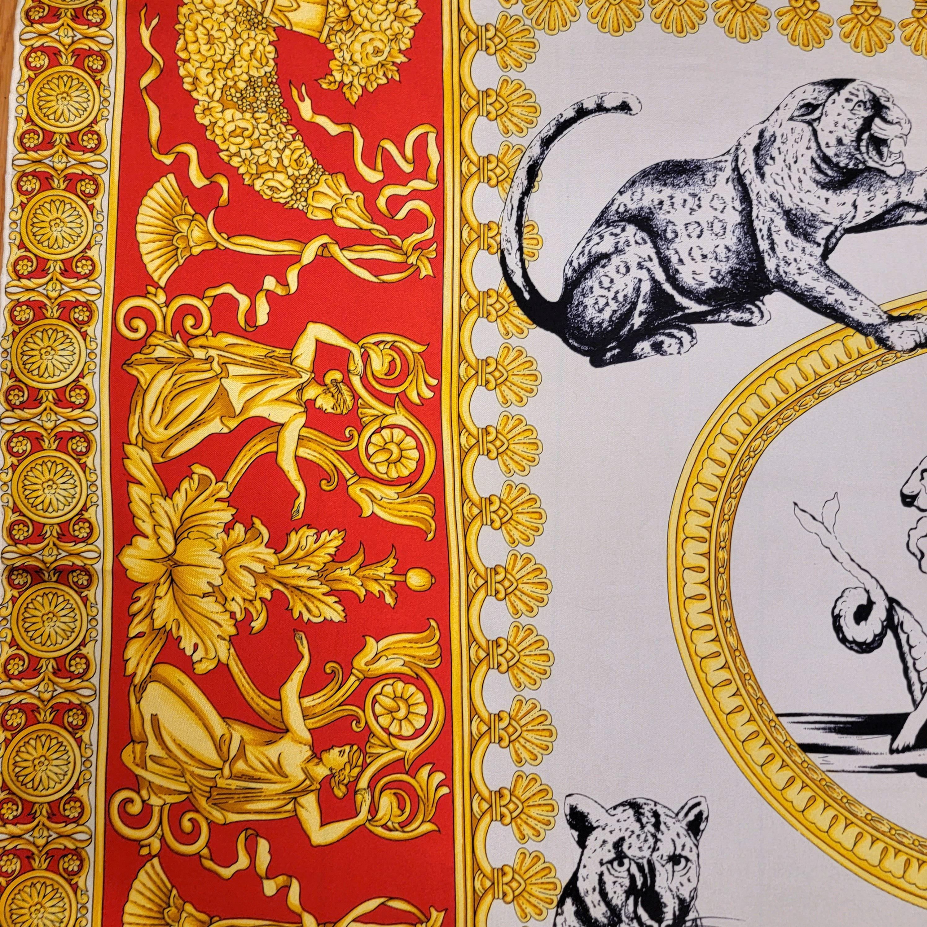 Gianni Versace Atelier Silk Scarf Roman Greek Goddess Tiger Baroque ...