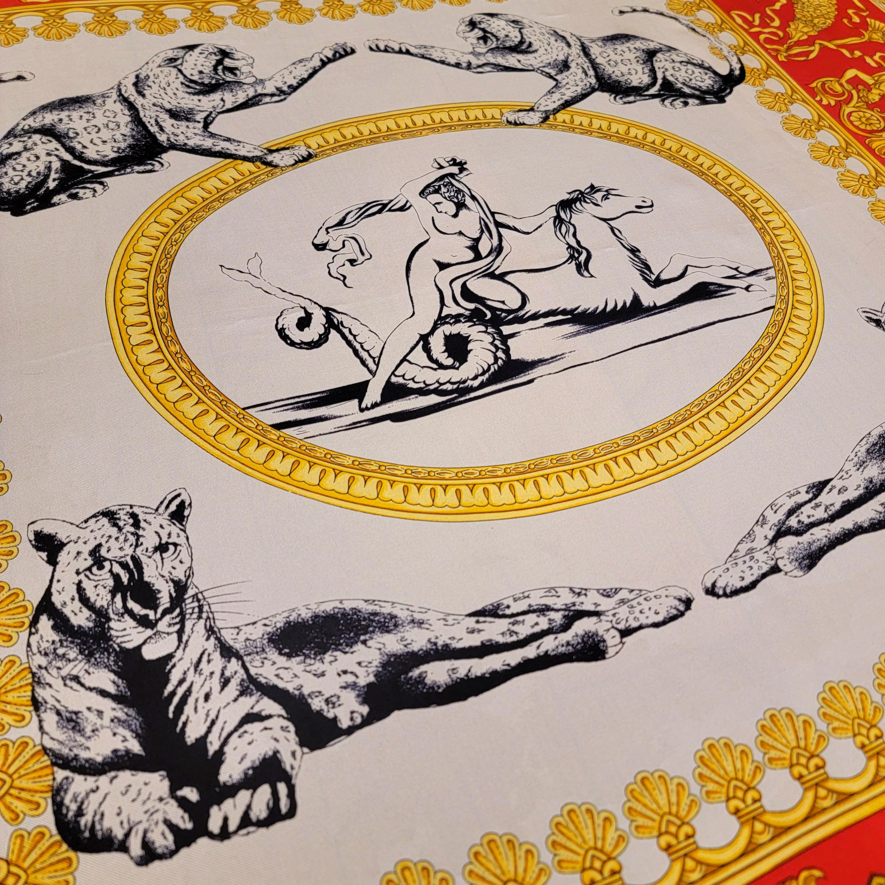 Gianni Versace Atelier Silk Scarf Roman Greek Goddess Tiger Baroque ...