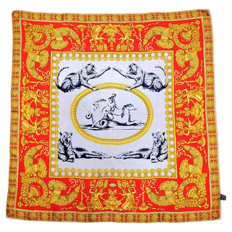 Gianni Versace Atelier Silk Scarf Roman Greek Goddess Tiger Baroque